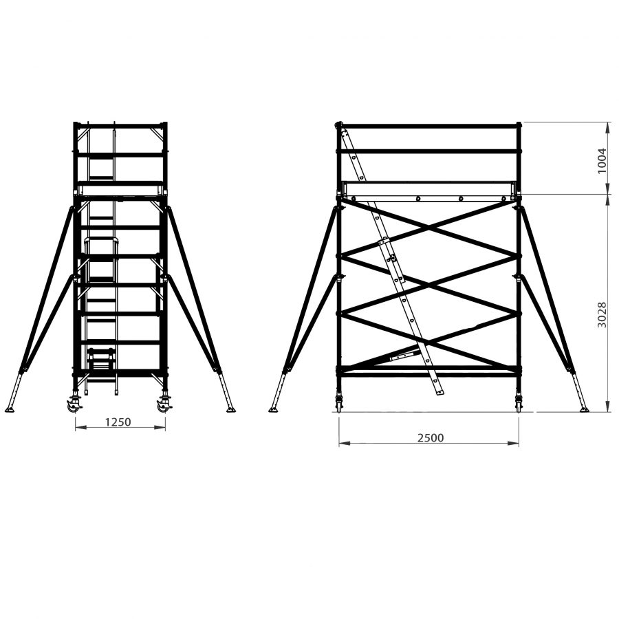 Single Width Mobile Scaffold, 5.0m - 5.3m Top Platform Height, Two ...