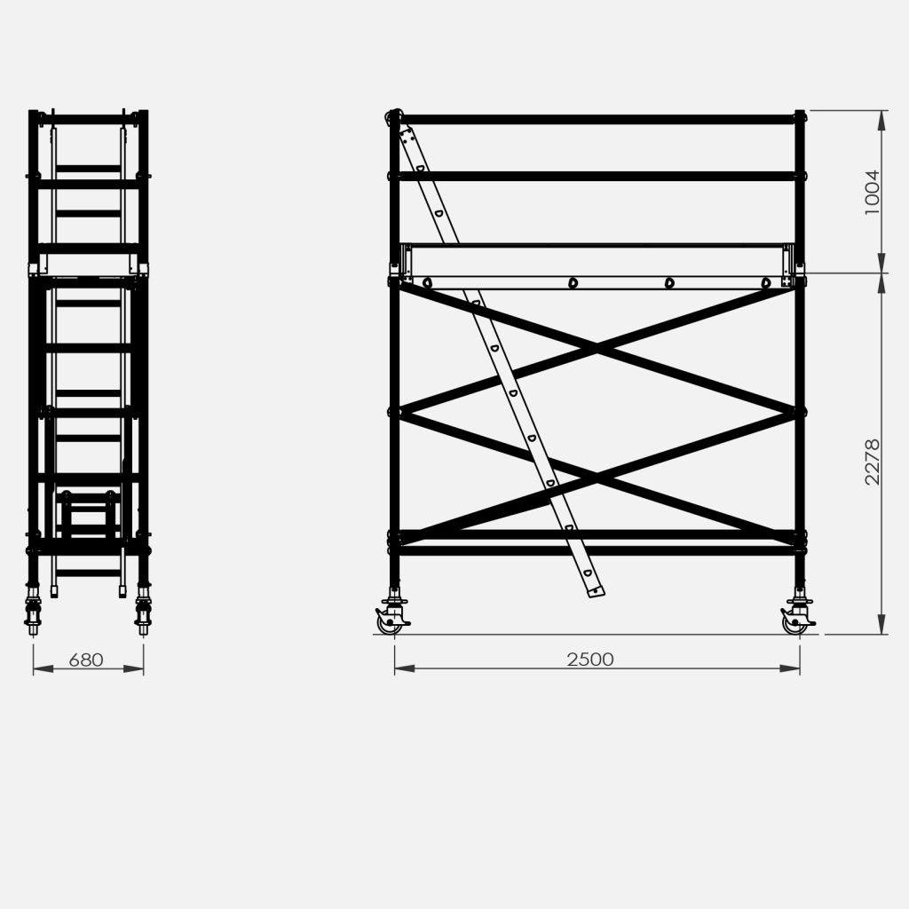 Single Width Mobile Scaffold, 2.2m – 2.5m Top Platform, One Level ... Single Width Mobile Scaffold, 2.2m – 2.5m Top Platform, One Level ...