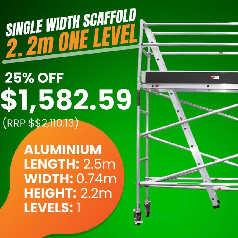 Single Width Mobile Scaffold, 2.2m – 2.5m Top Platform, One Level ...