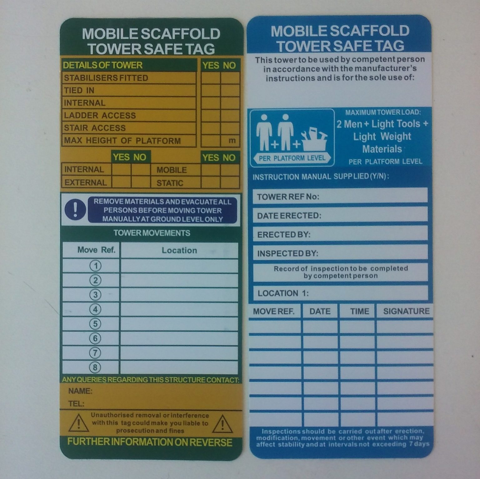 Scaffold Tag Kit - Complete Scaffold